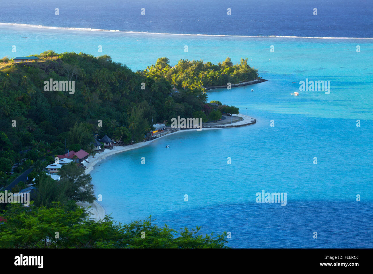 View of Matira Beach and lagoon, Bora Bora, Society Islands, French ...
