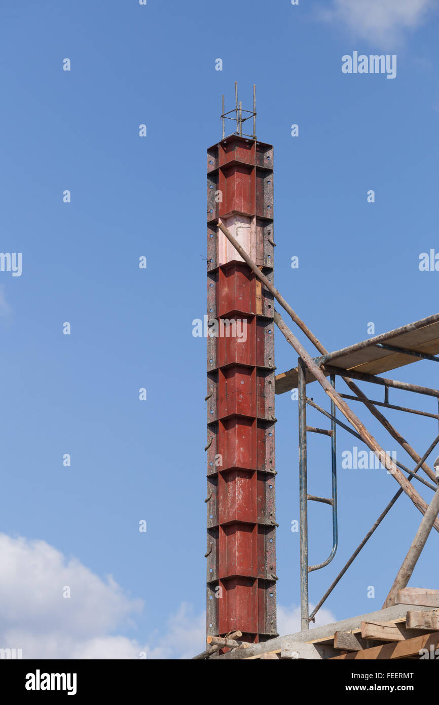 concrete pillar mold for house construction at construction site Stock ...