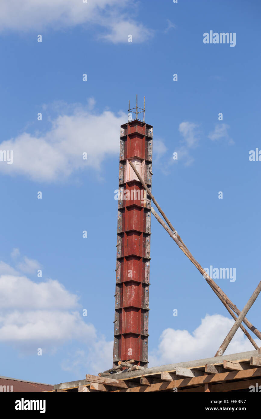 concrete pillar mold for house construction at construction site Stock ...