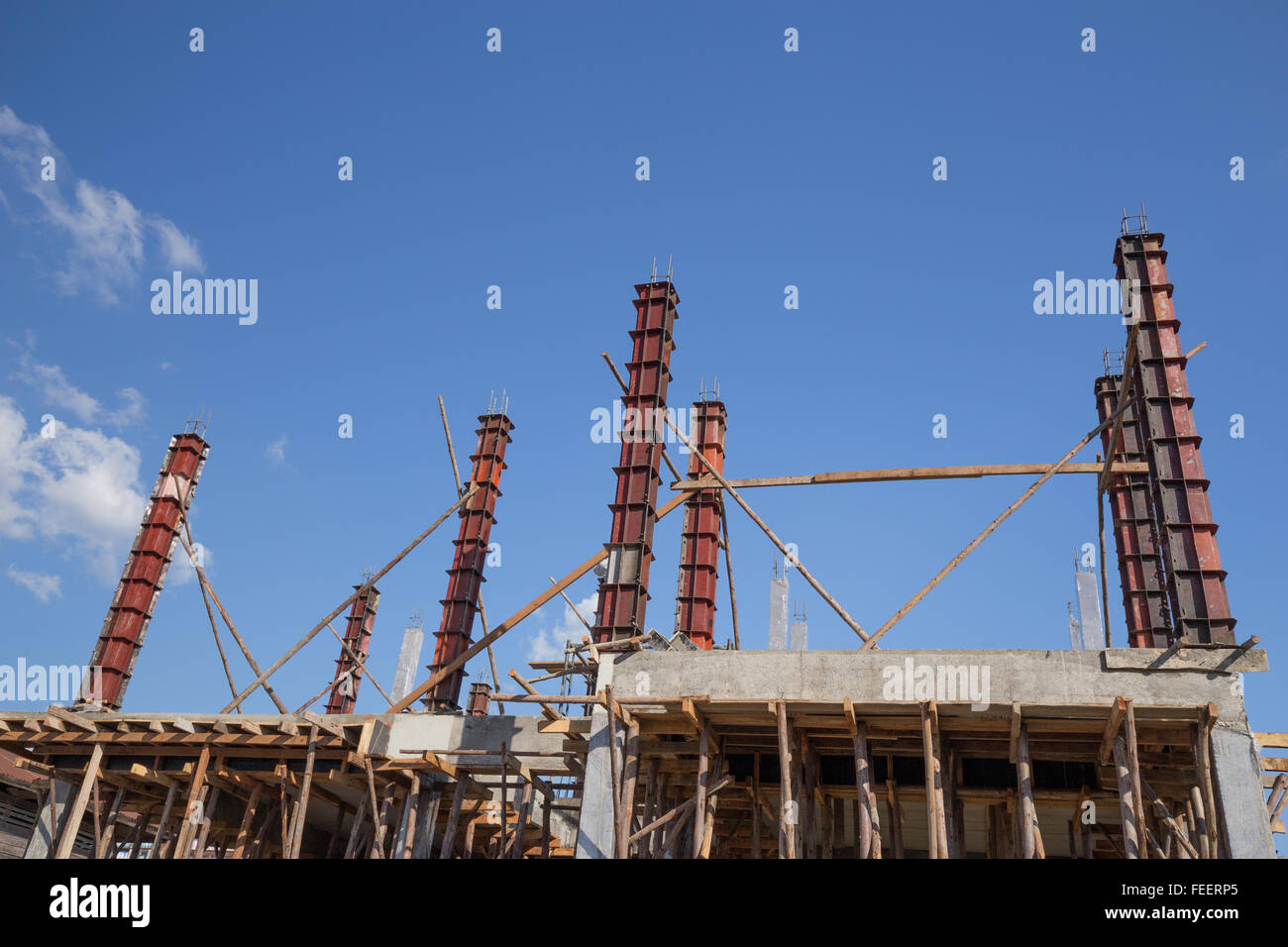 concrete pillar mold for house construction at construction site Stock ...