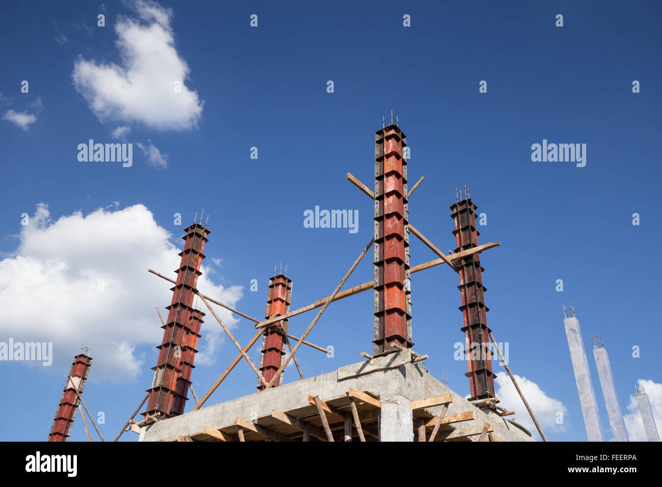 concrete pillar mold for house construction at construction site Stock ...