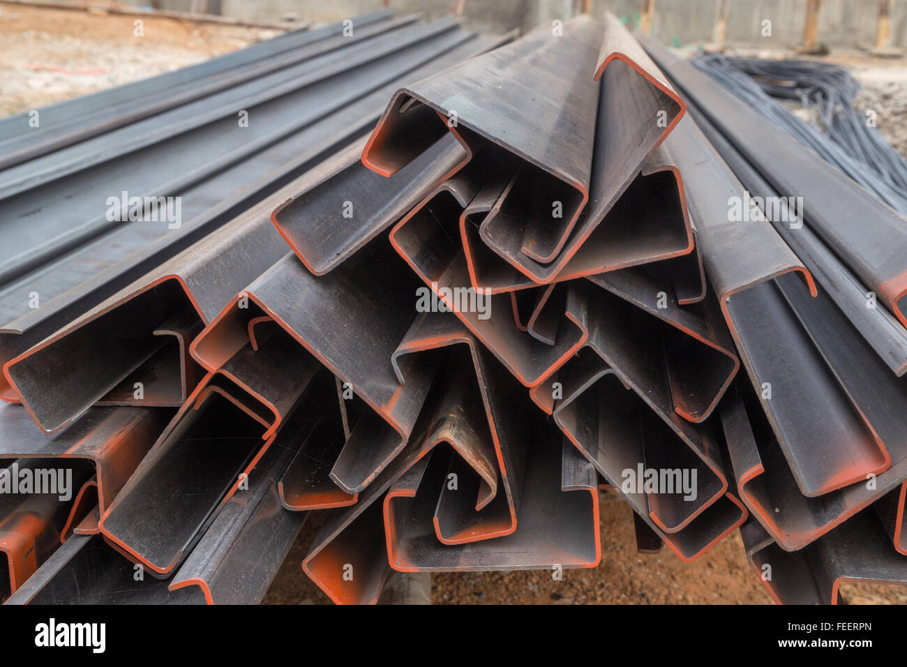 Steel channel (steel C chanel) at construction site Stock Photo - Alamy