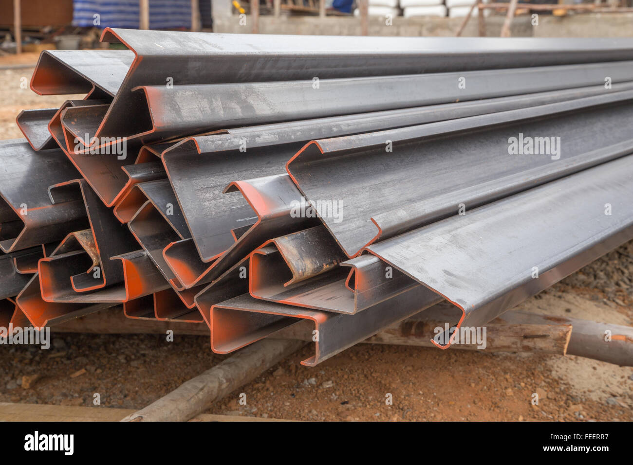 Steel channel (steel C chanel) at construction site Stock Photo - Alamy