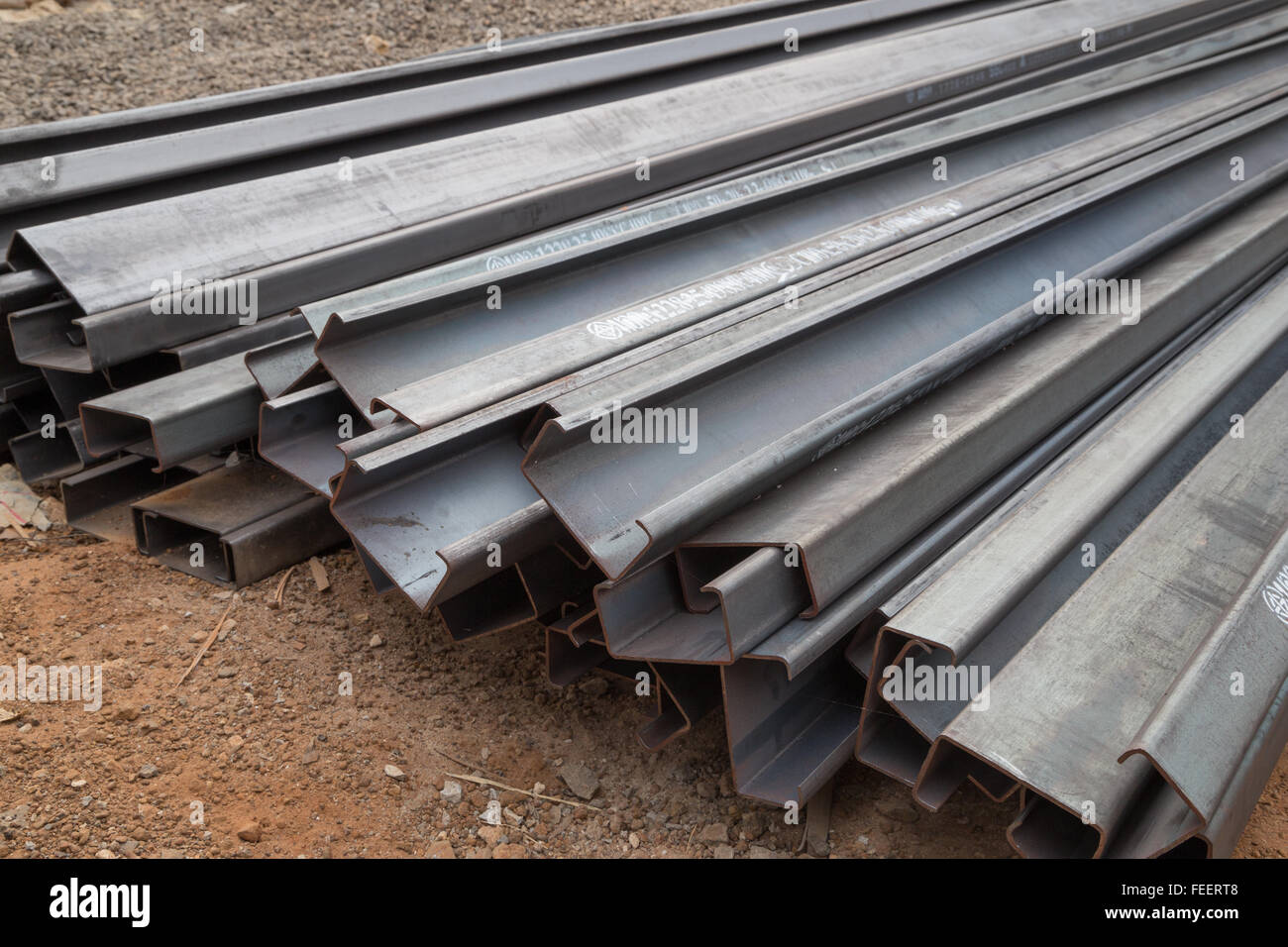 Steel channel (steel C chanel) at construction site Stock Photo - Alamy