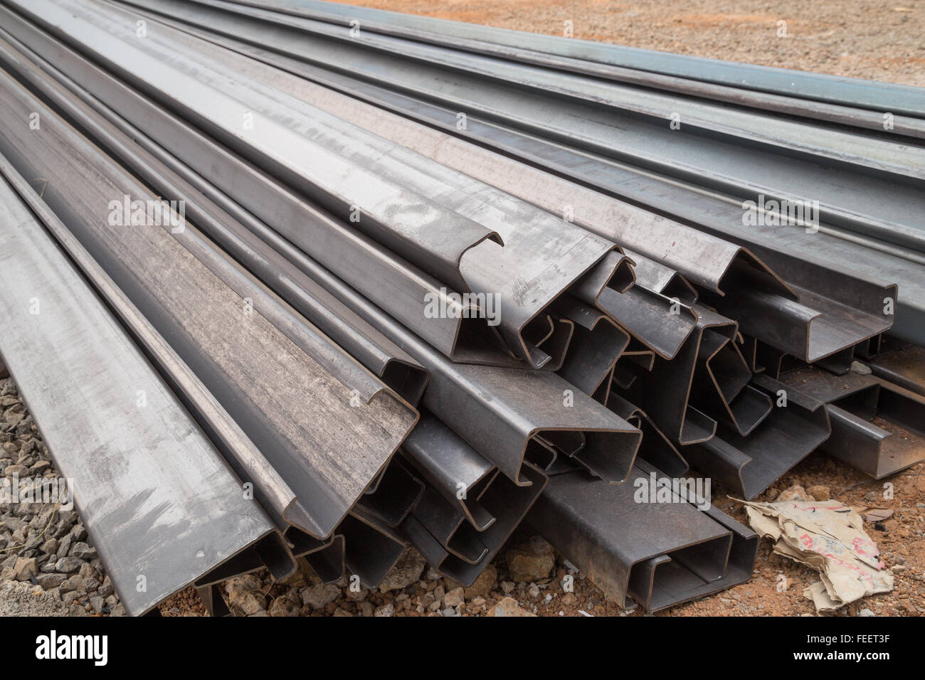 Steel channel (steel C chanel) at construction site Stock Photo - Alamy