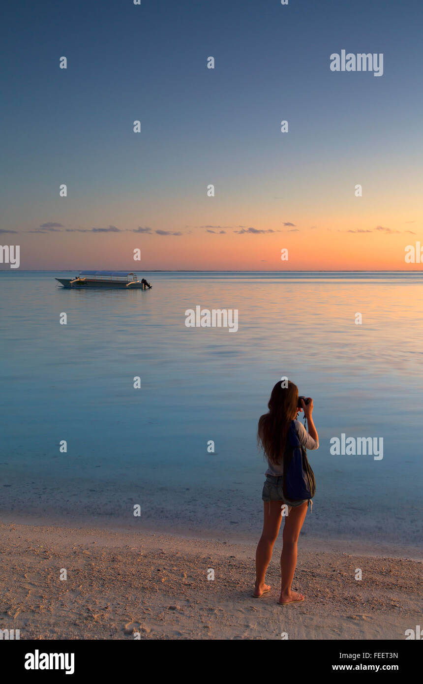 Matira beach sunset bora bora hi-res stock photography and images - Alamy