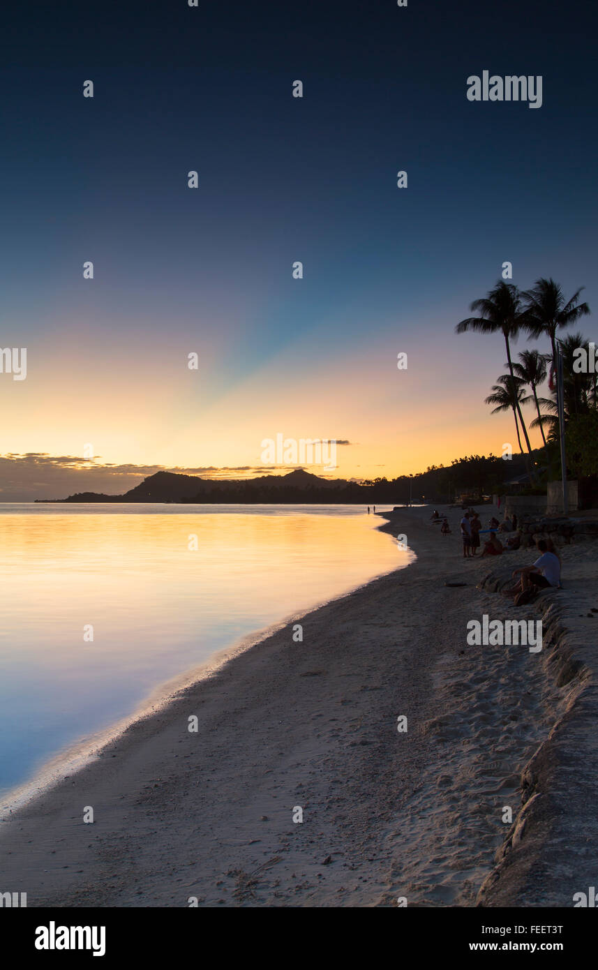 Matira Beach at sunset, Bora Bora, Society Islands, French Polynesia ...