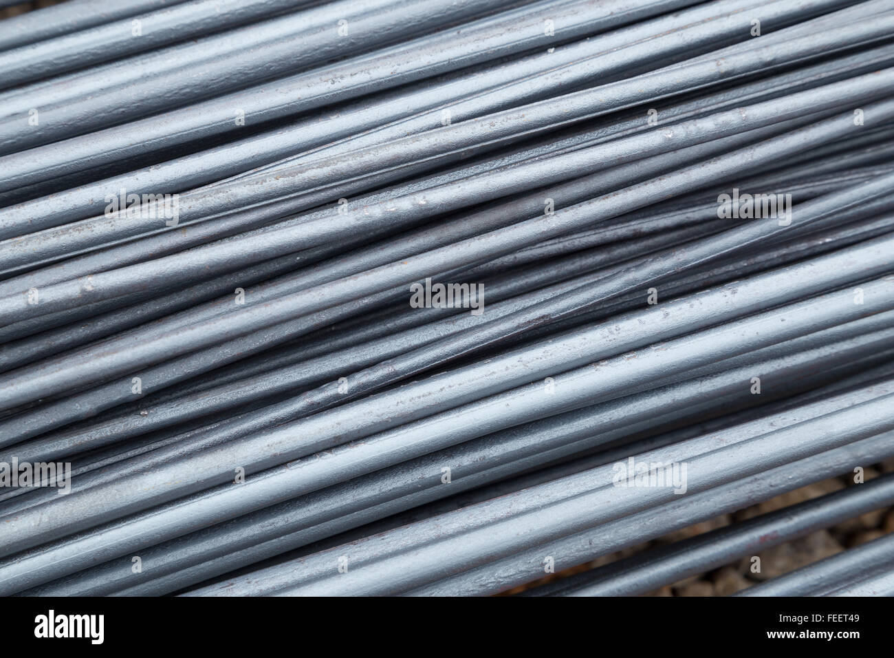 Steel rods or bars used to reinforce concrete for construction Stock ...