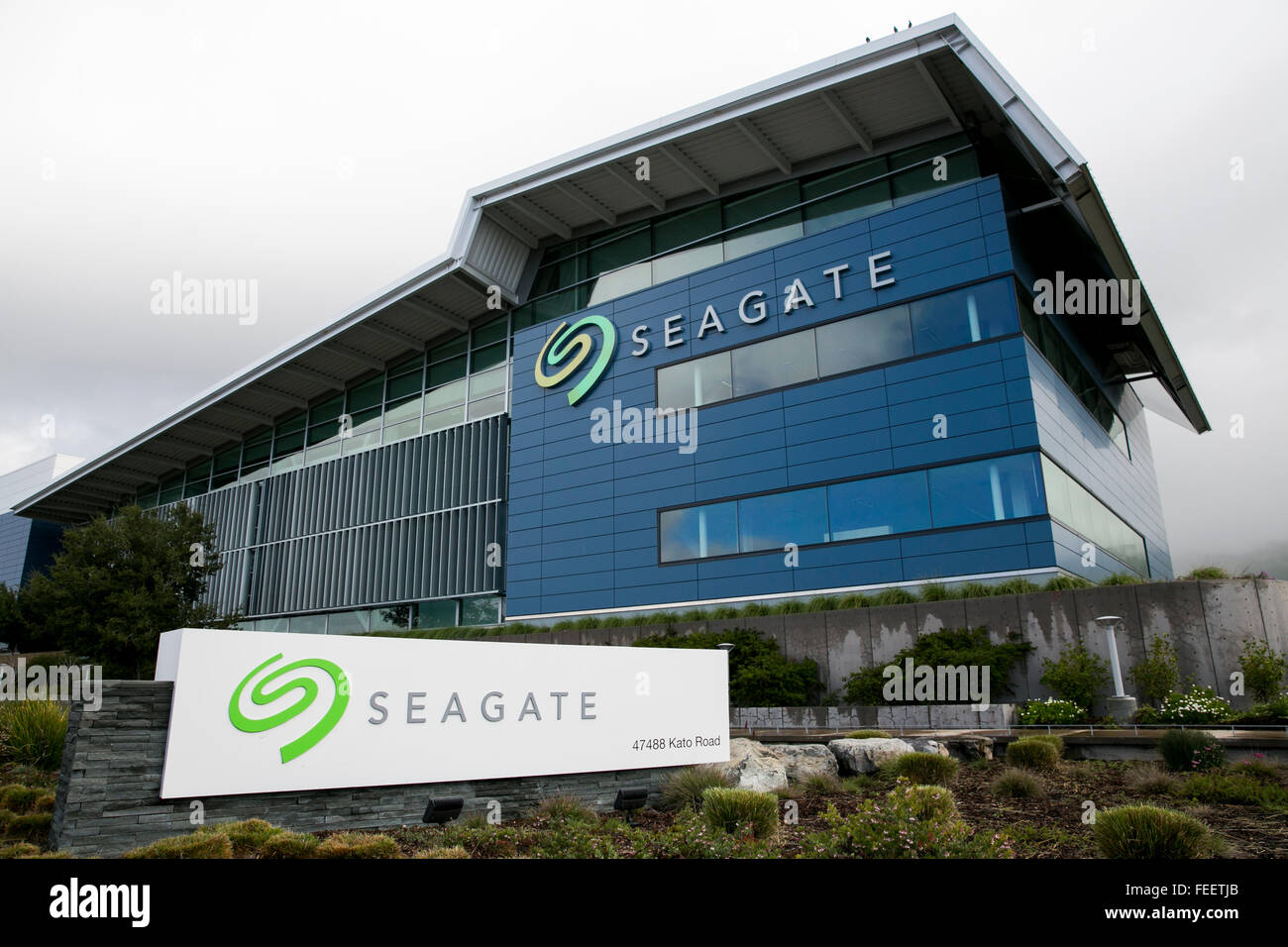 A logo sign outside of a facility occupied by Seagate Technology in ...