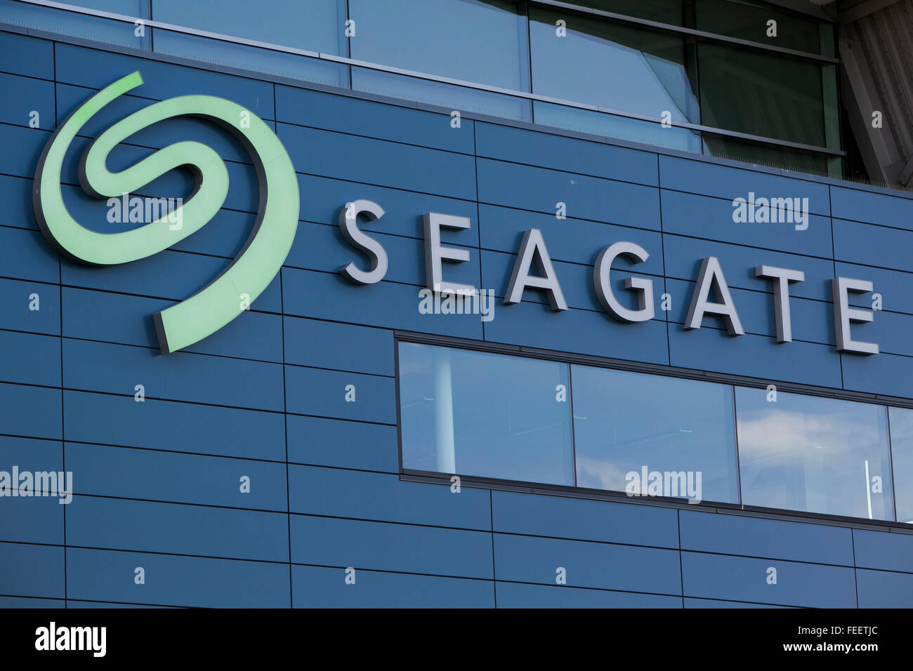 A logo sign outside of a facility occupied by Seagate Technology in ...