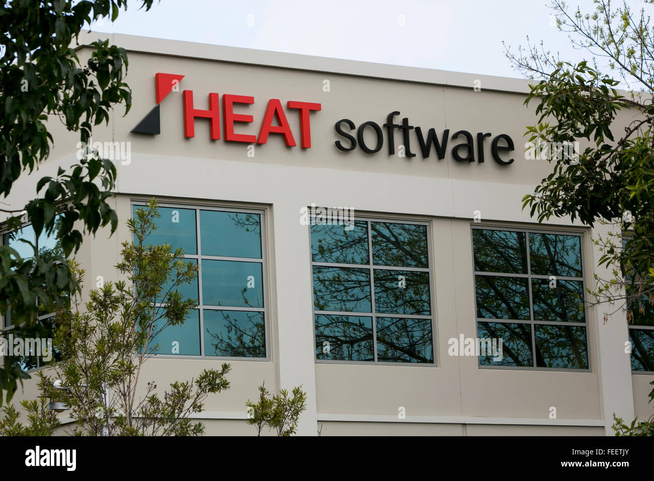 A logo sign outside of the headquarters of Heat Software in Milpitas ...