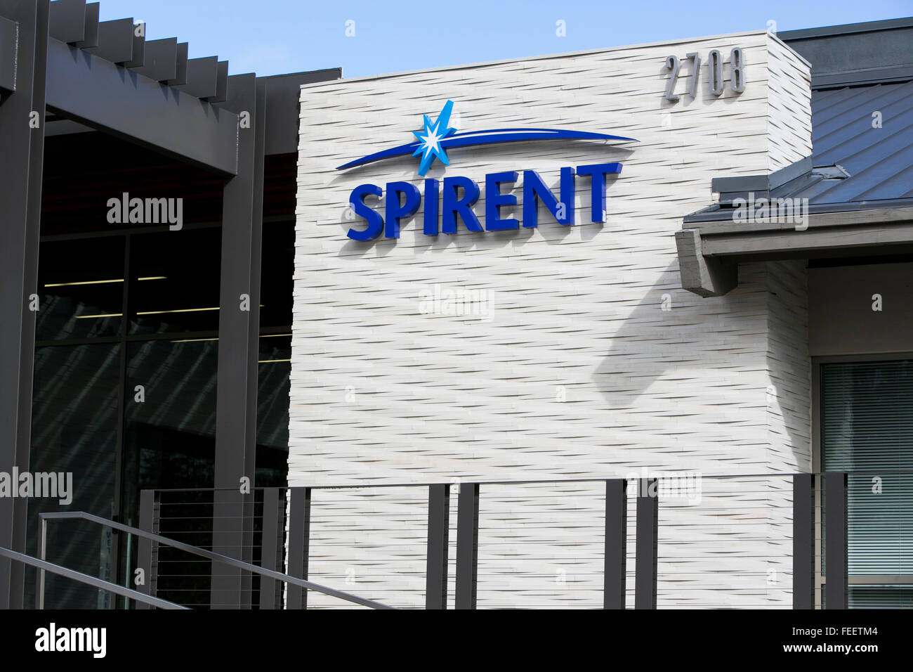 A logo sign outside of a facility occupied by Spirent in San Jose ...