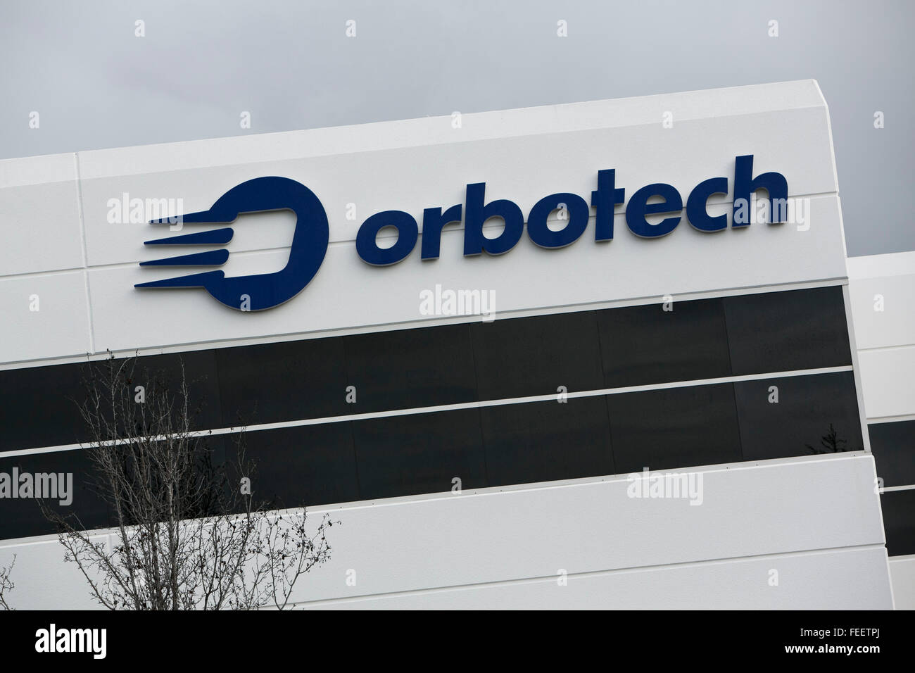 A logo sign outside of a facility occupied by Orbotech in San Jose ...