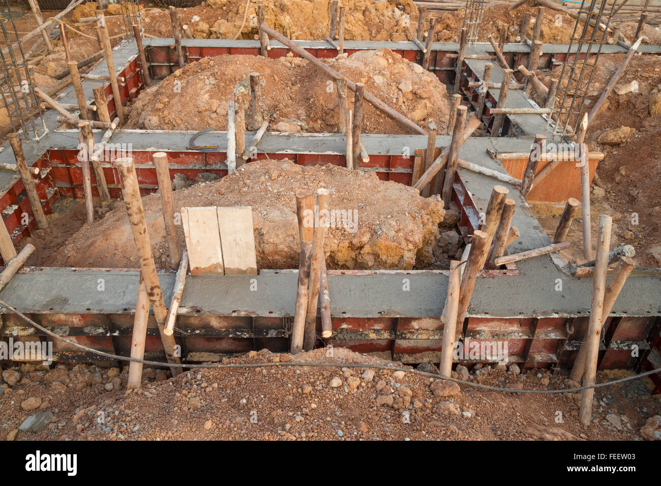 pillar and beam being constructed at the construction site Stock Photo ...