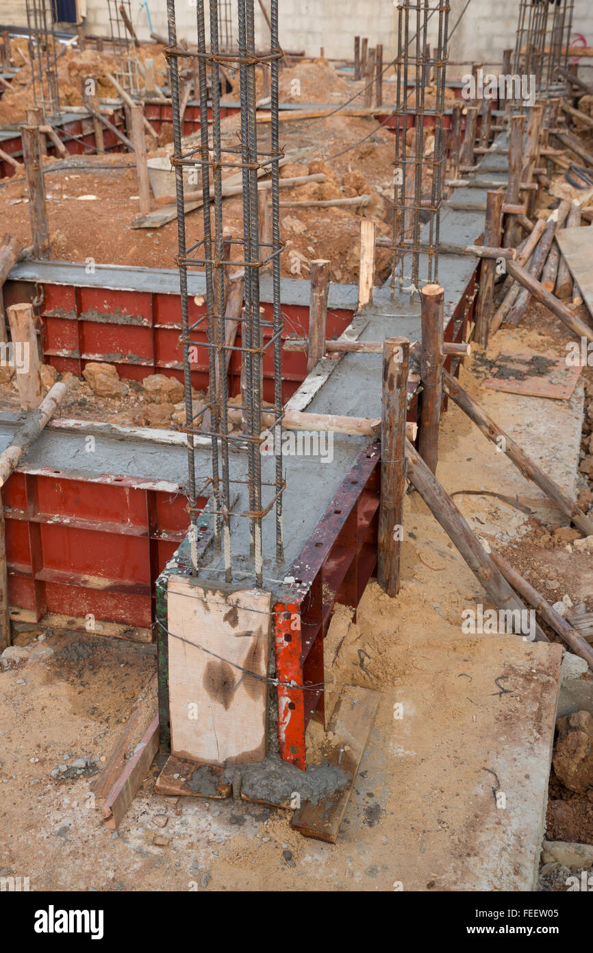 pillar and beam being constructed at the construction site Stock Photo ...