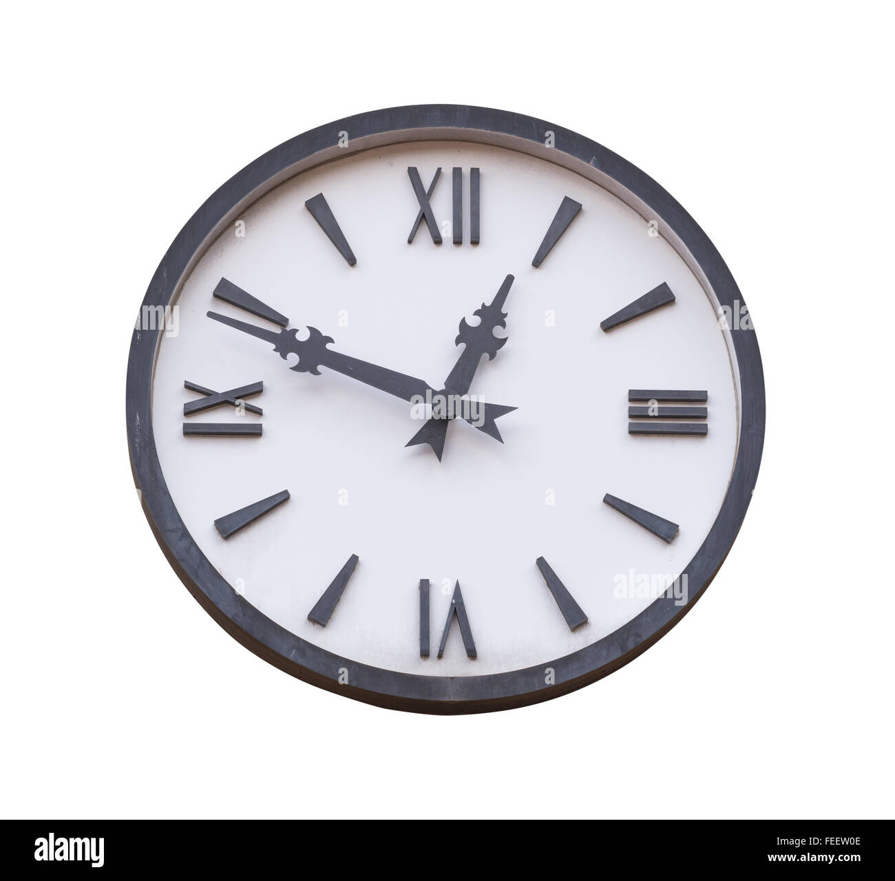 Vintage Circle Wall Clock Isolated On White Background With Clipping