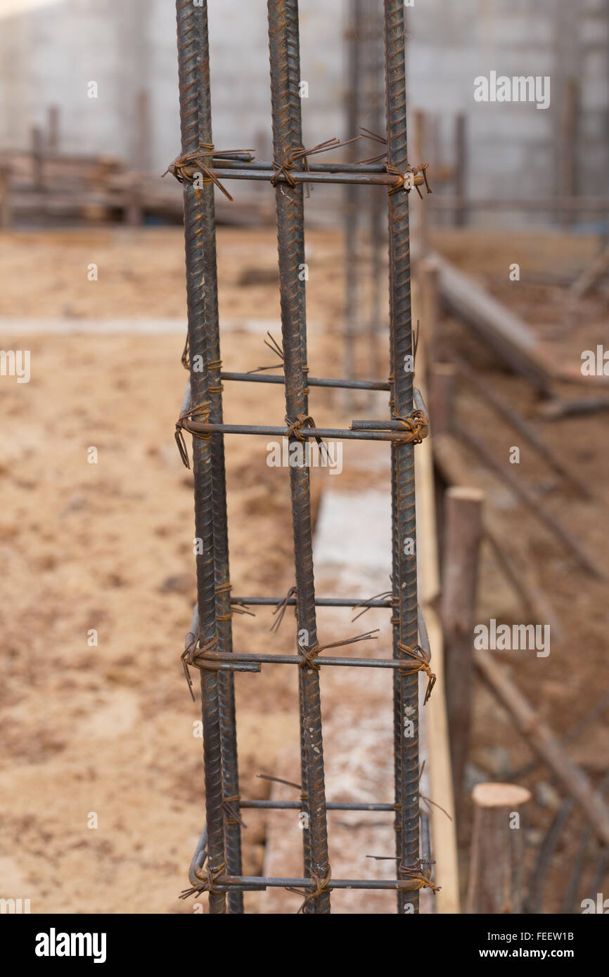 building pillar for home construction at construction site Stock Photo ...