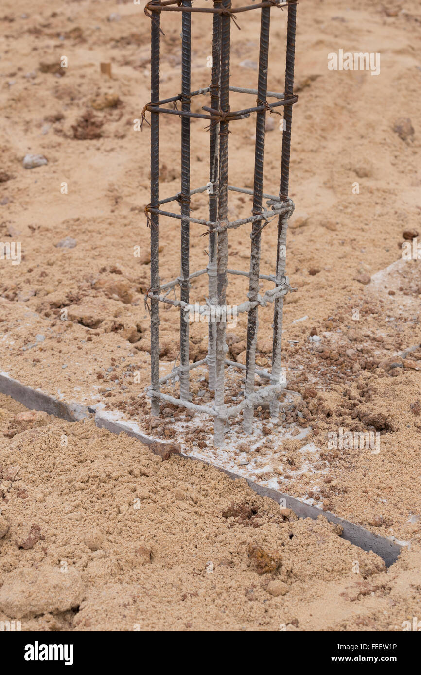building pillar for home construction at construction site Stock Photo ...