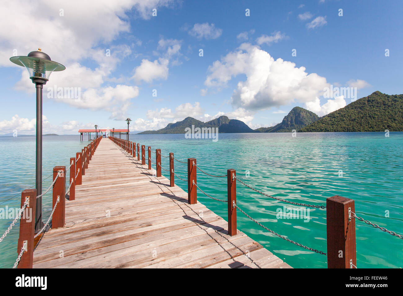 Tourist jetty in Bohey Dulang island located in Semporna, Sabah ...