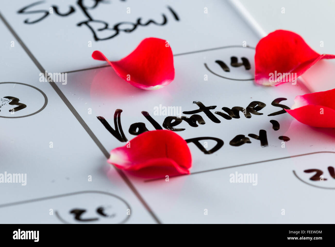 Day planner or calendar with Valentines day marked written on it Stock ...