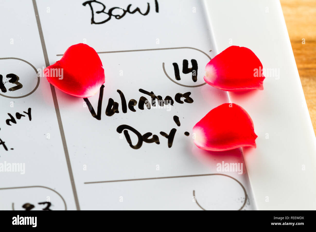 Day planner or calendar with Valentines day marked written on it Stock ...