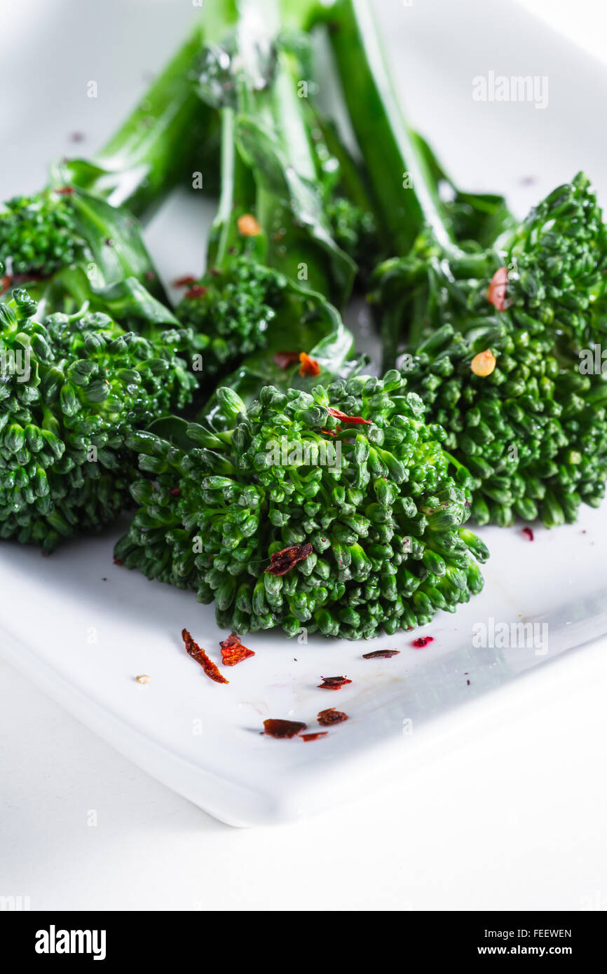 close up of the detail in each fleet in this organic broccolini with ...