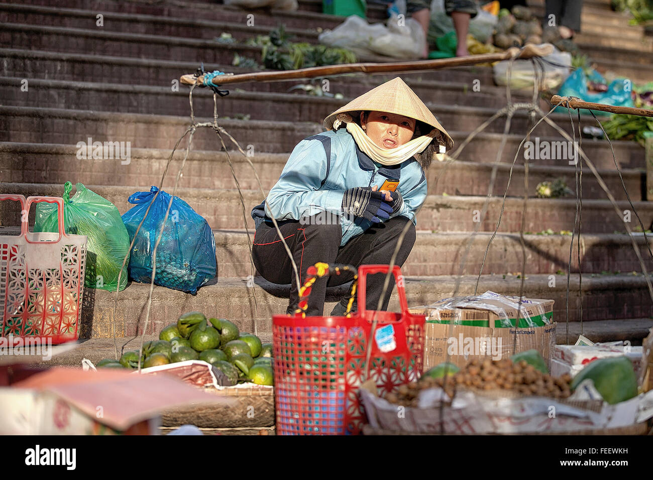 A local farmer and street vendors in sunday market in central city of ...