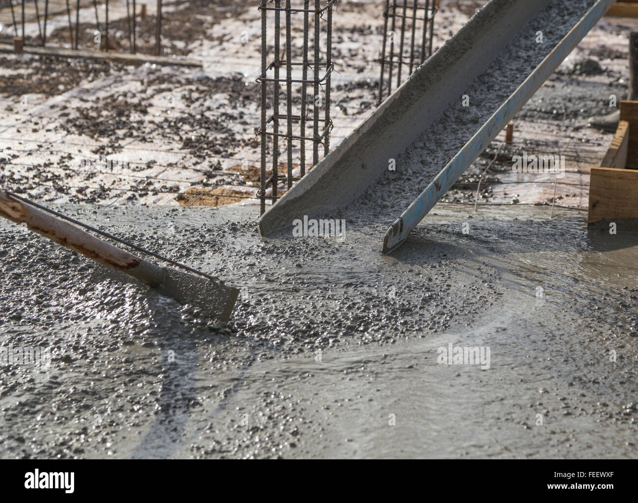 Concrete Pouring During Commercial Concreting Floors Of Buildings In