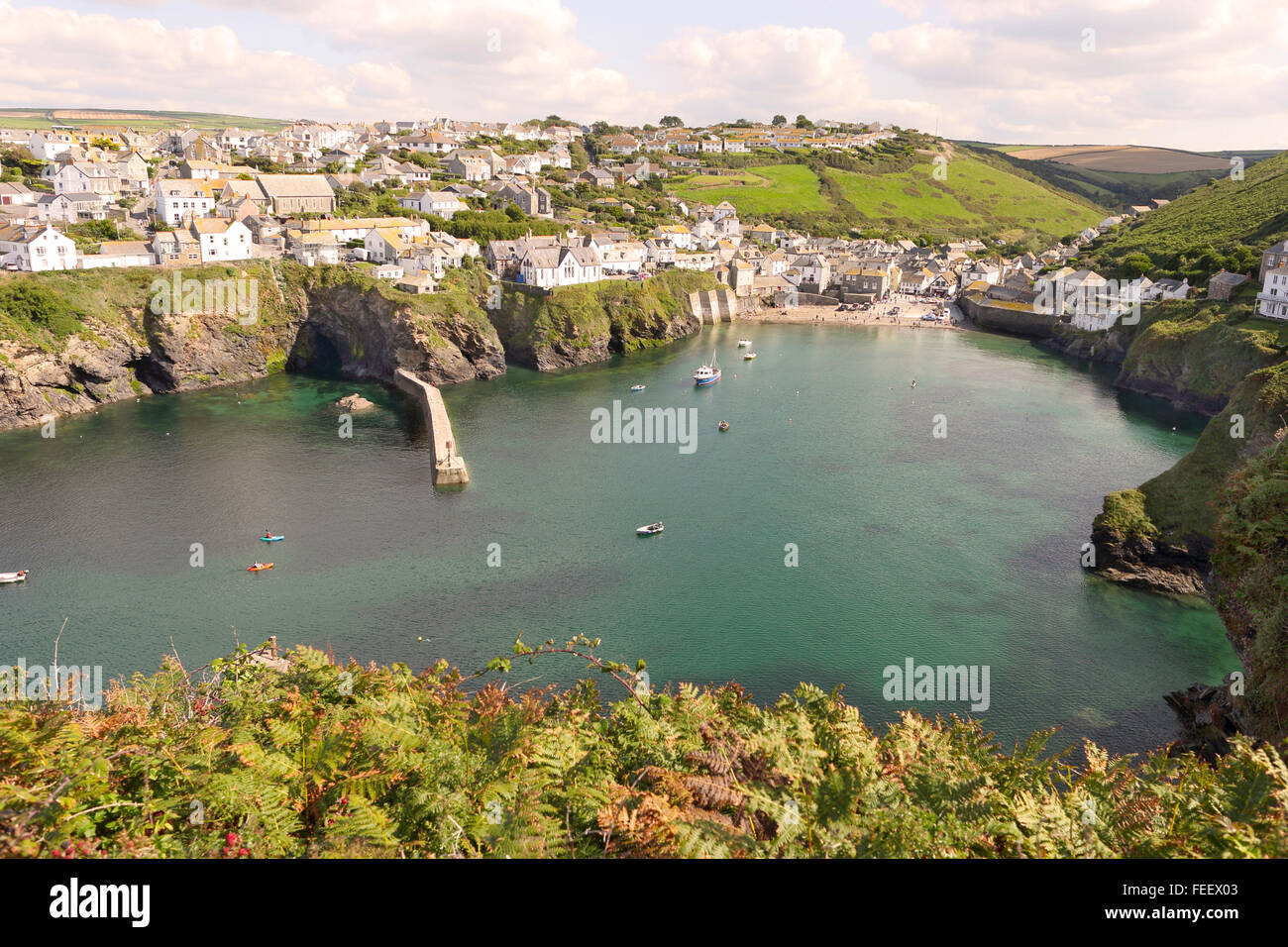 Port Isaac, harbour, beach and village, Cornwall, England, UK Stock ...