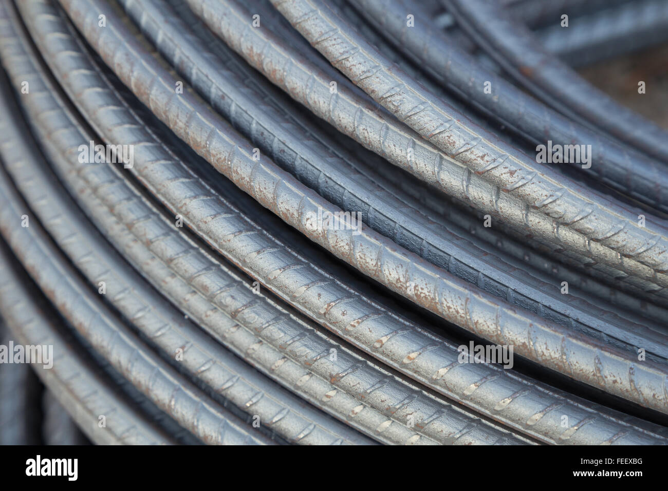 Steel rods or bars used to reinforce concrete for construction Stock ...