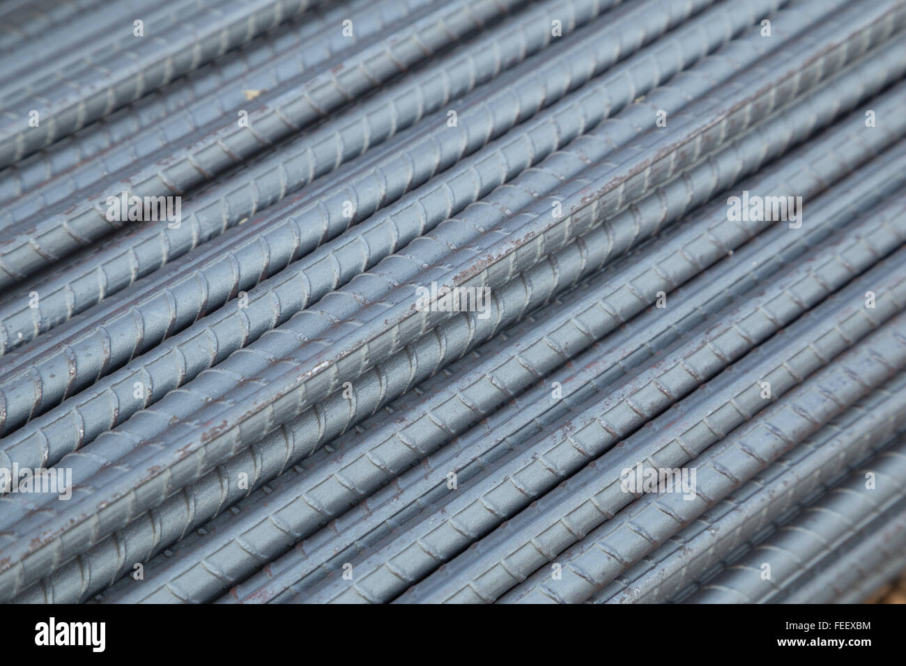 Steel rods or bars used to reinforce concrete for construction Stock ...