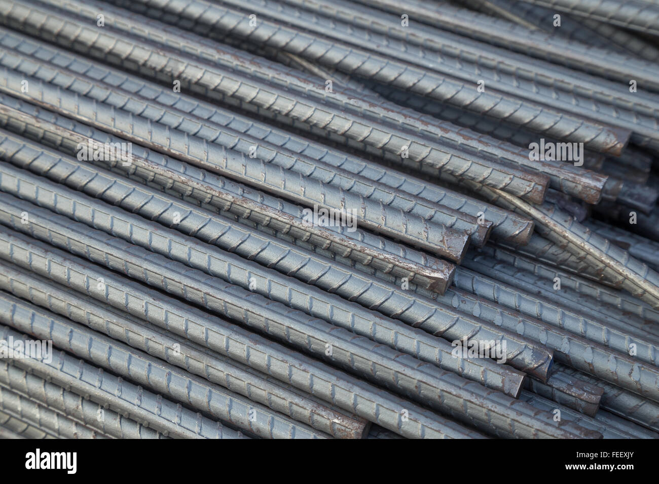 Steel rods or bars used to reinforce concrete for construction Stock ...
