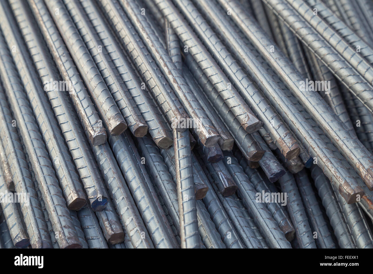 Steel rods or bars used to reinforce concrete for construction Stock ...