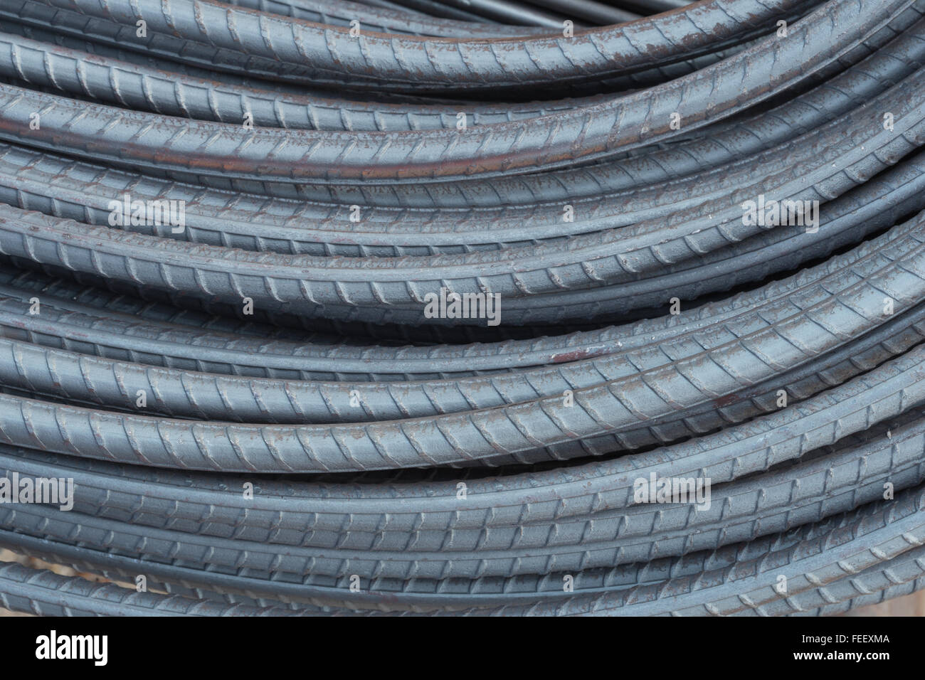 Steel rods or bars used to reinforce concrete for construction Stock ...