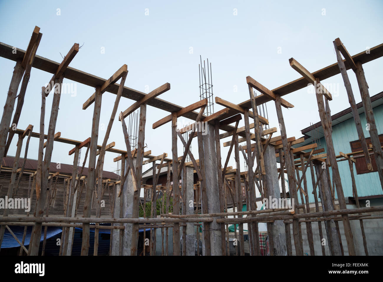 Concrete pillar construction at the construction site Stock Photo - Alamy