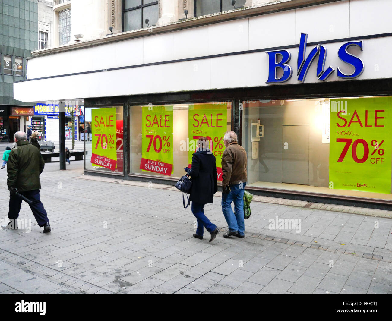 British Home Stores Shop displays a sale promotion in Southport during ...