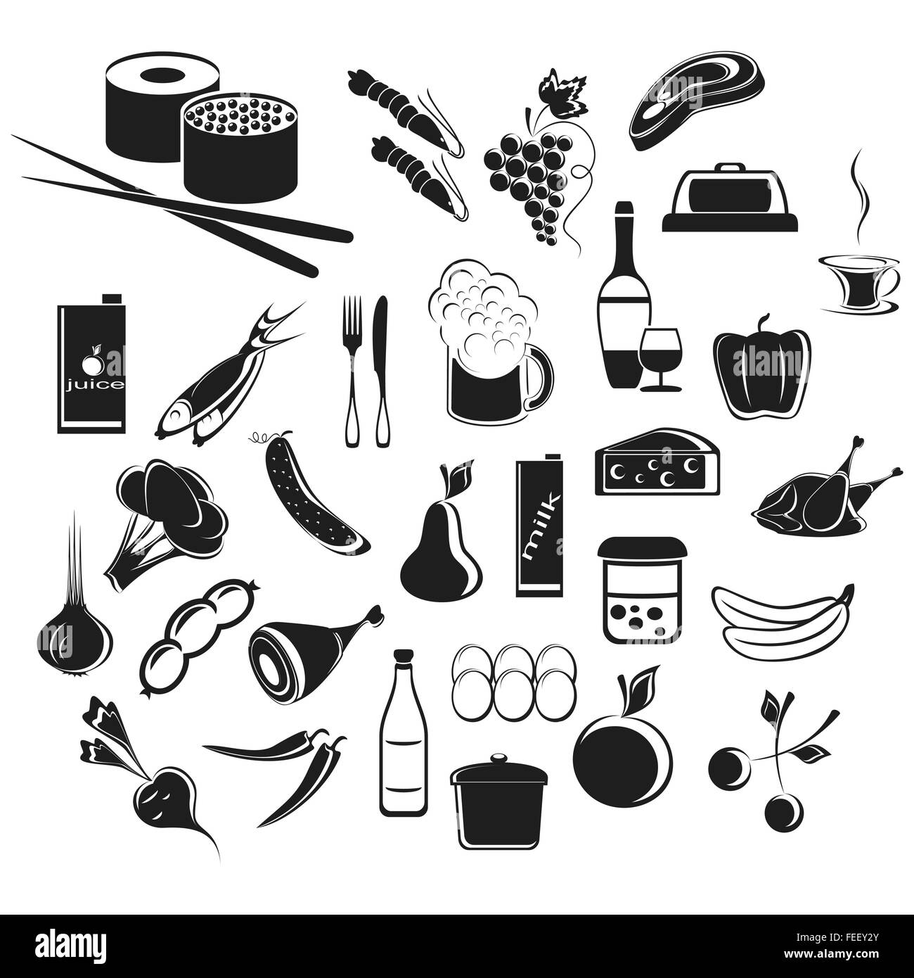The food icon vegetables Black and White Stock Photos & Images - Alamy