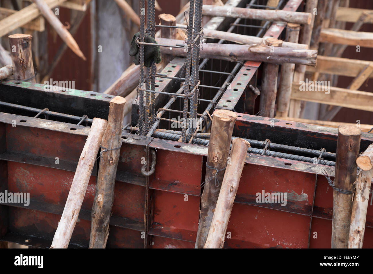 pillar and beam being constructed at the construction site Stock Photo ...