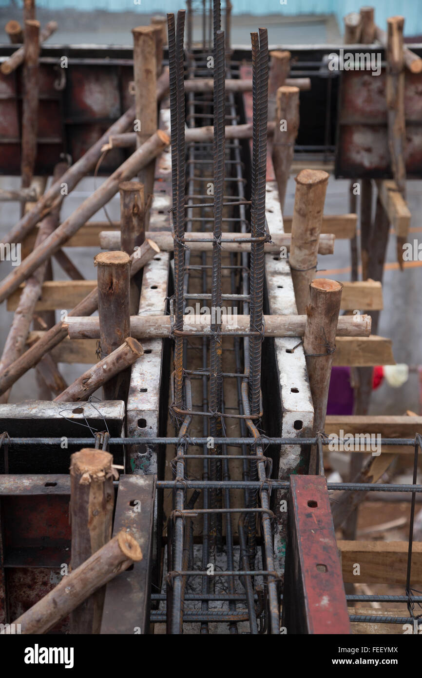 pillar and beam being constructed at the construction site Stock Photo ...