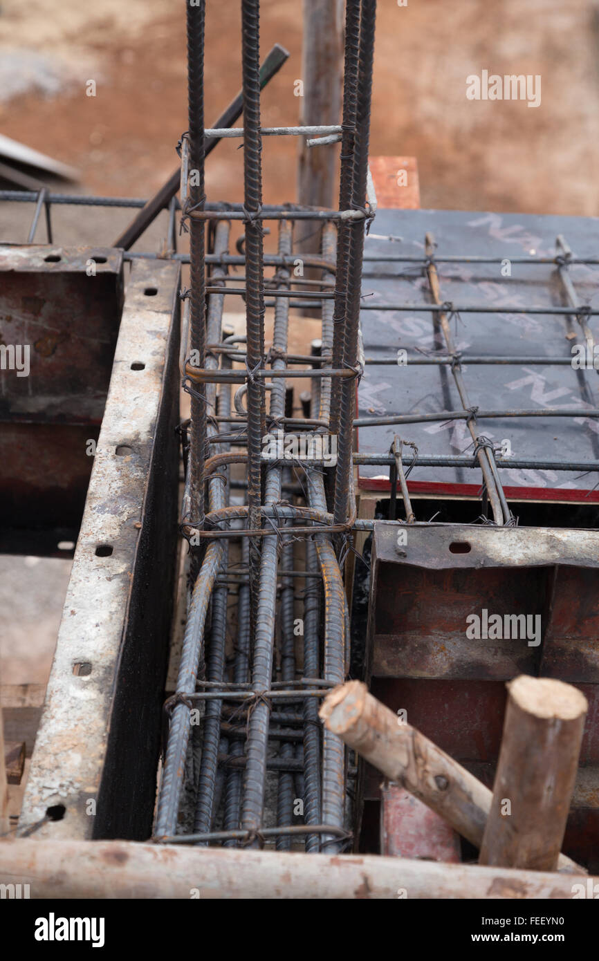 pillar and beam being constructed at the construction site Stock Photo ...