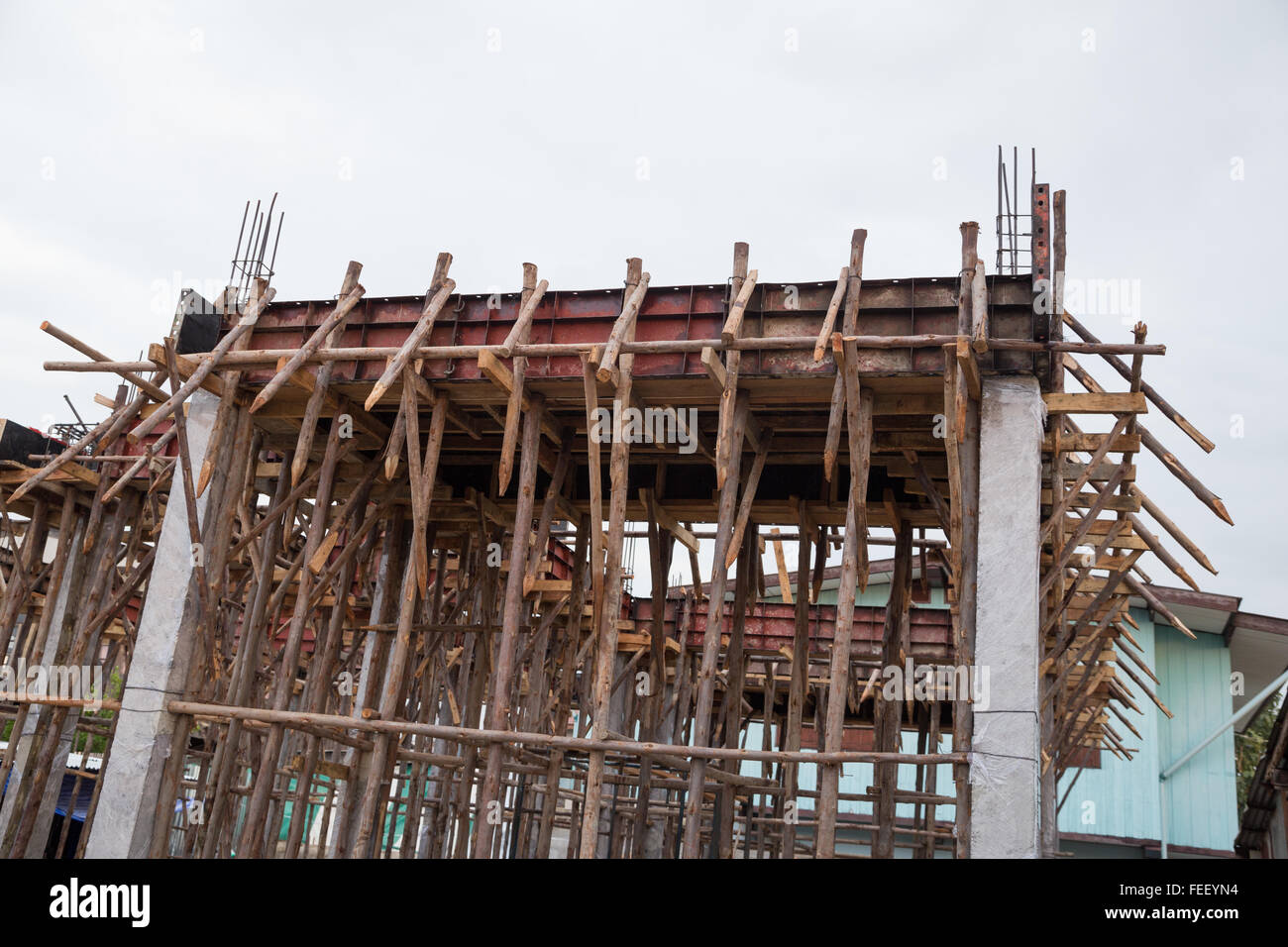 pillar and beam being constructed at the construction site Stock Photo ...