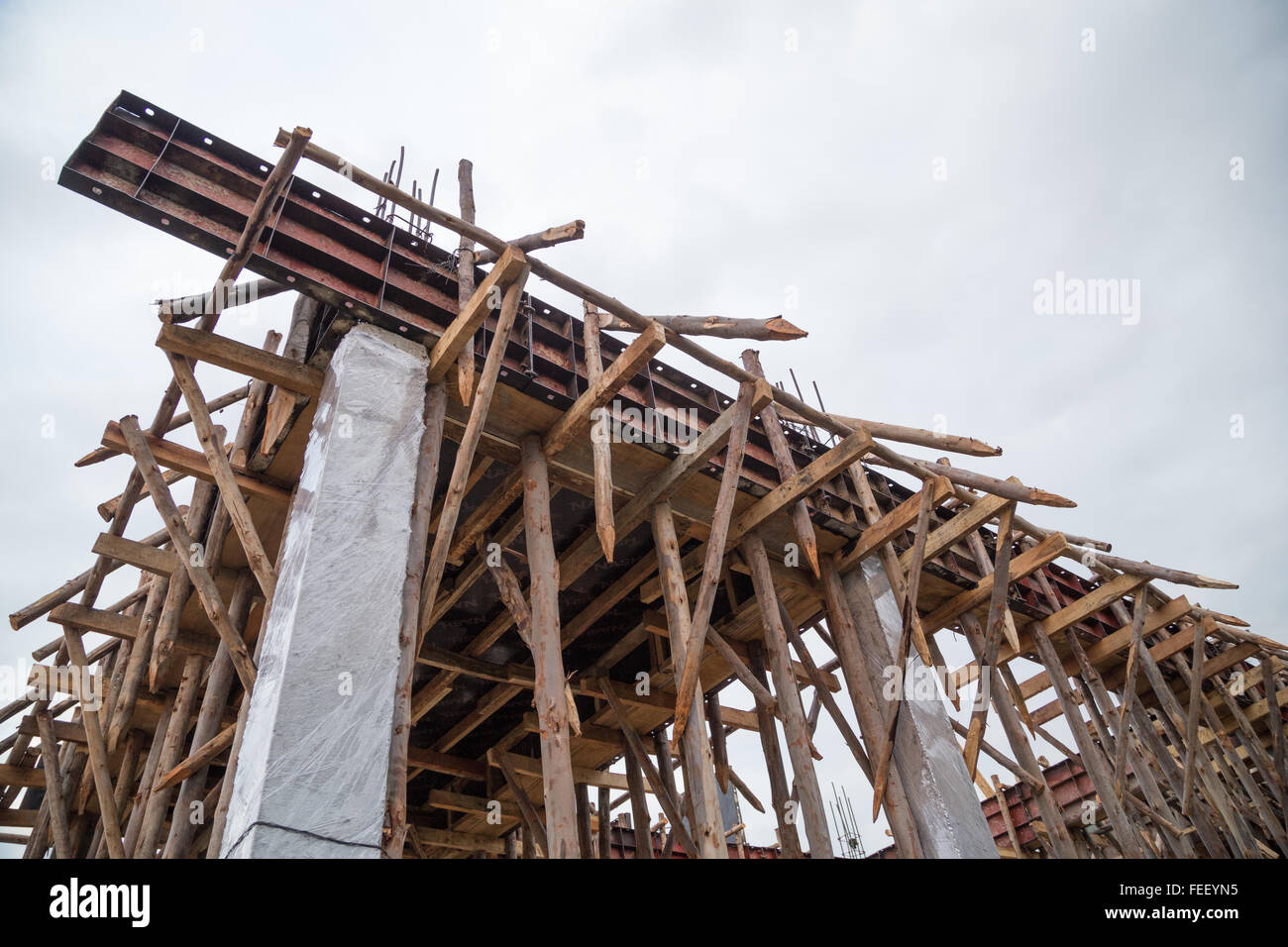 pillar and beam being constructed at the construction site Stock Photo ...