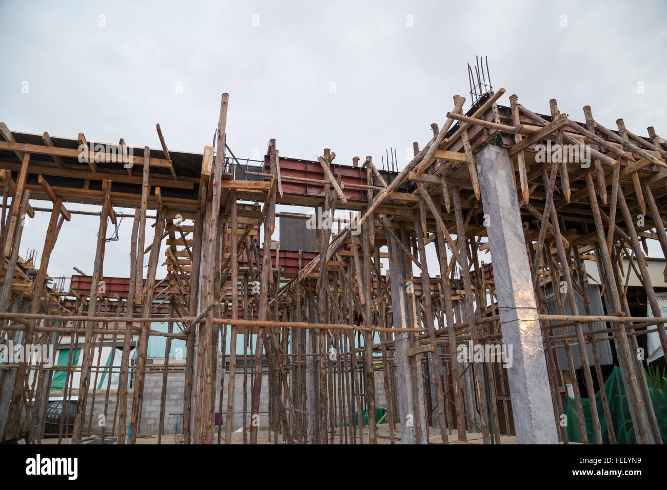 pillar and beam being constructed at the construction site Stock Photo ...