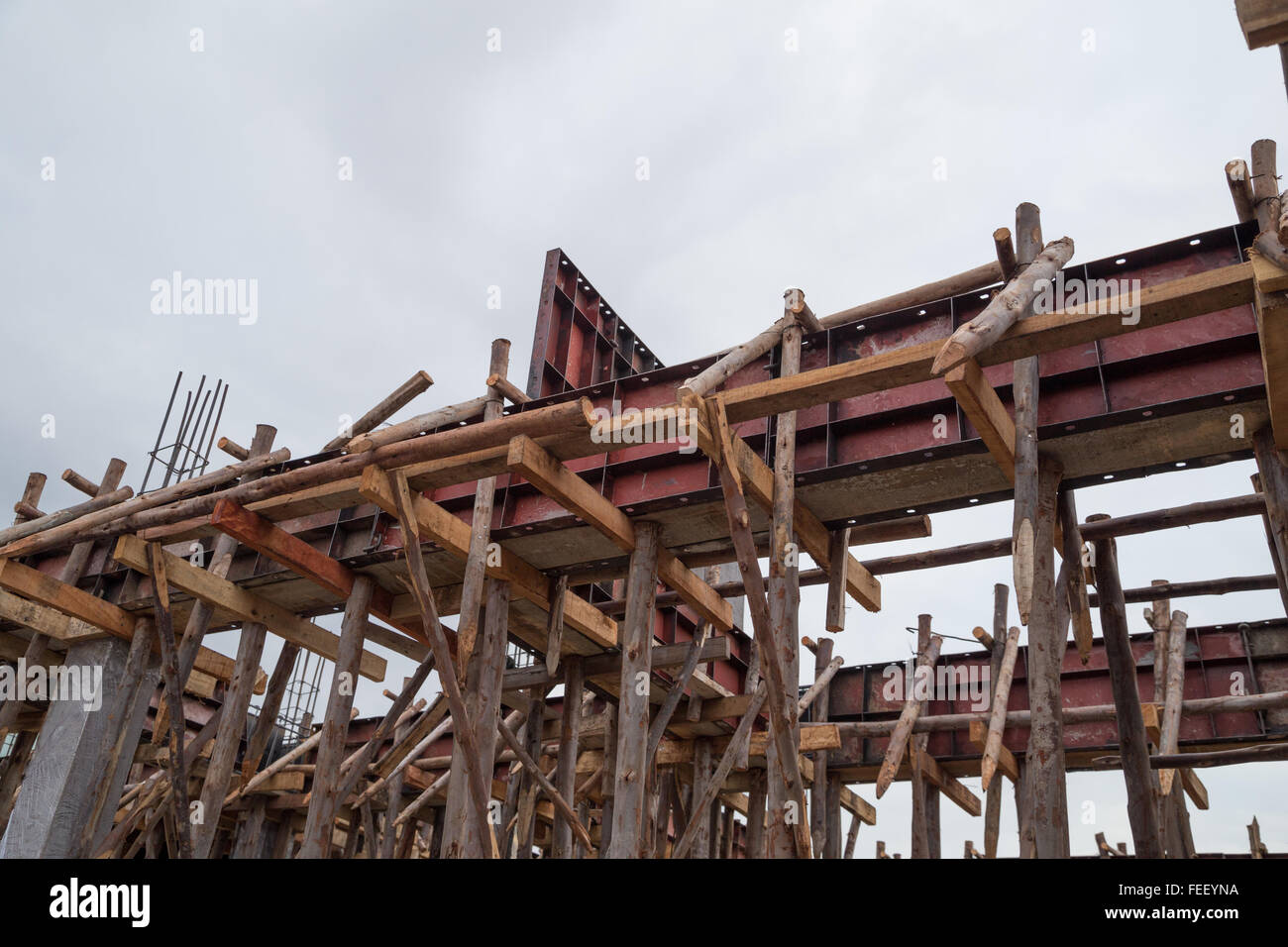 pillar and beam being constructed at the construction site Stock Photo ...