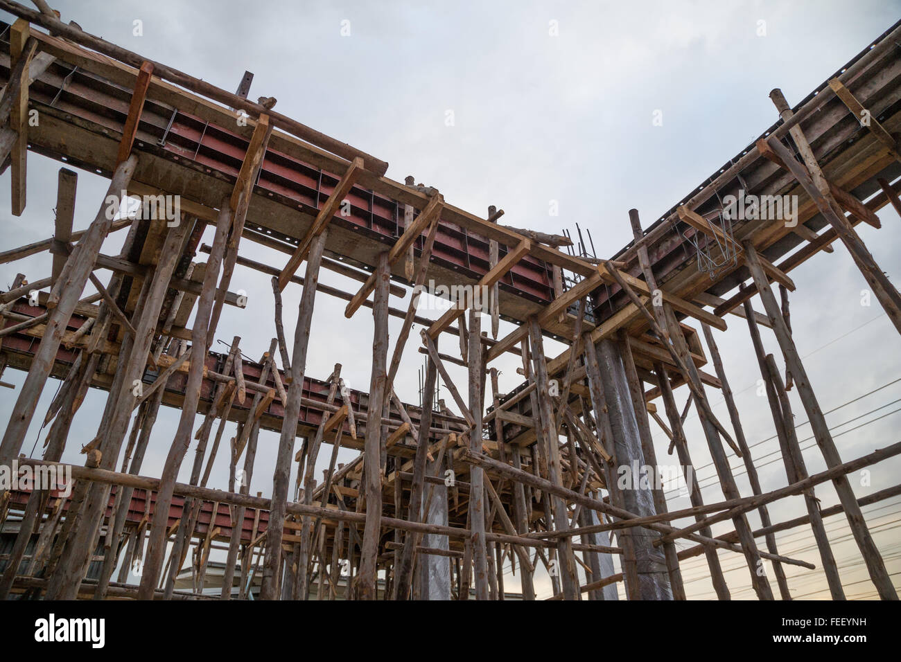 pillar and beam being constructed at the construction site Stock Photo ...