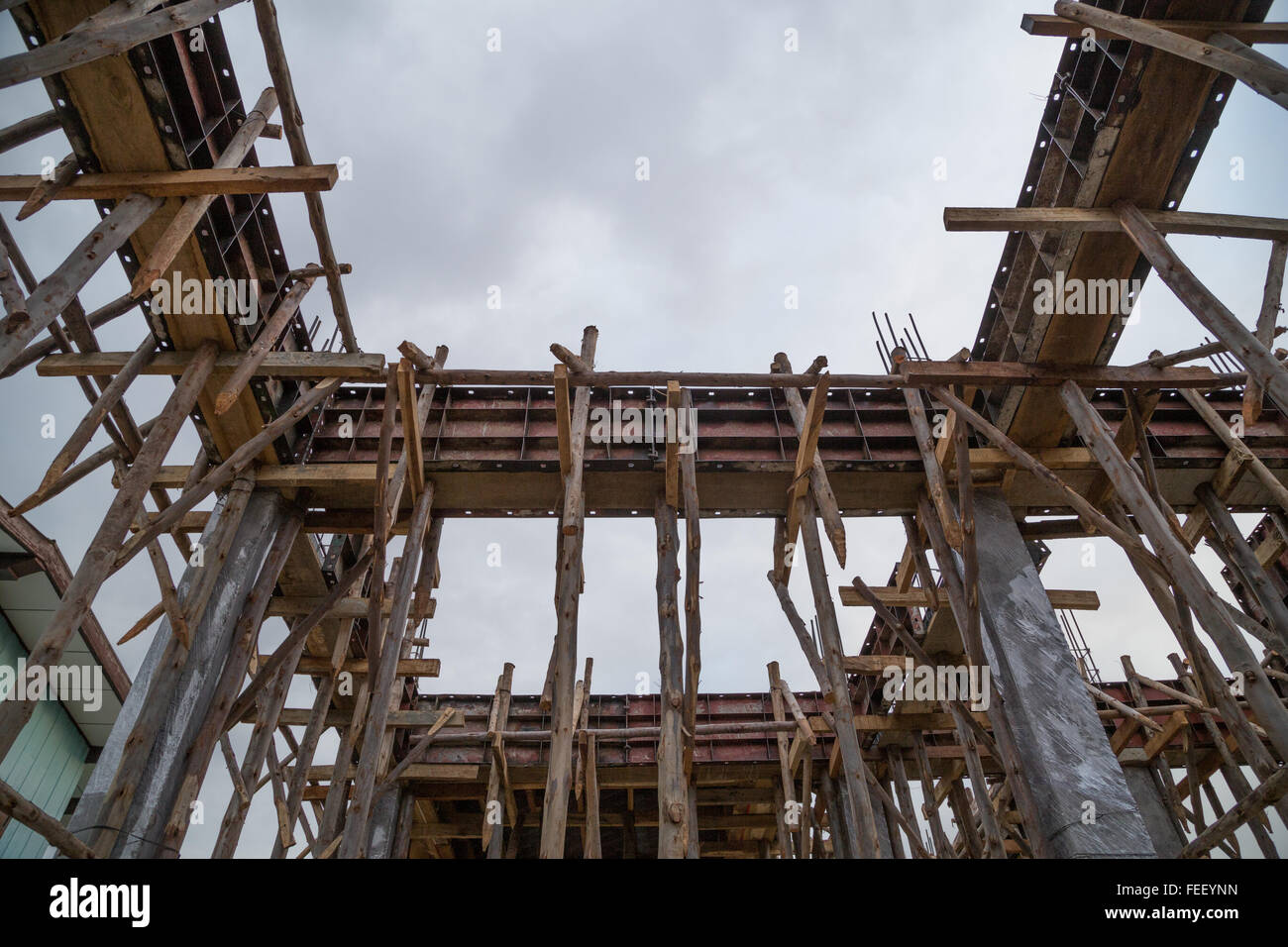 pillar and beam being constructed at the construction site Stock Photo ...