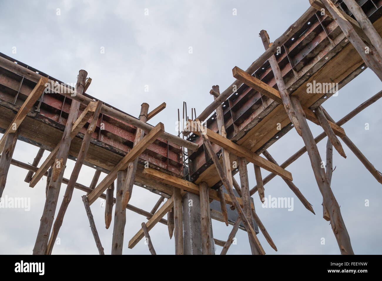pillar and beam being constructed at the construction site Stock Photo ...