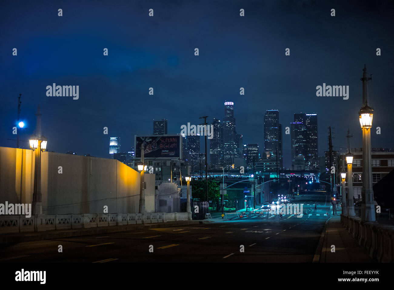 Downtown Los Angeles at Night Stock Photo - Alamy