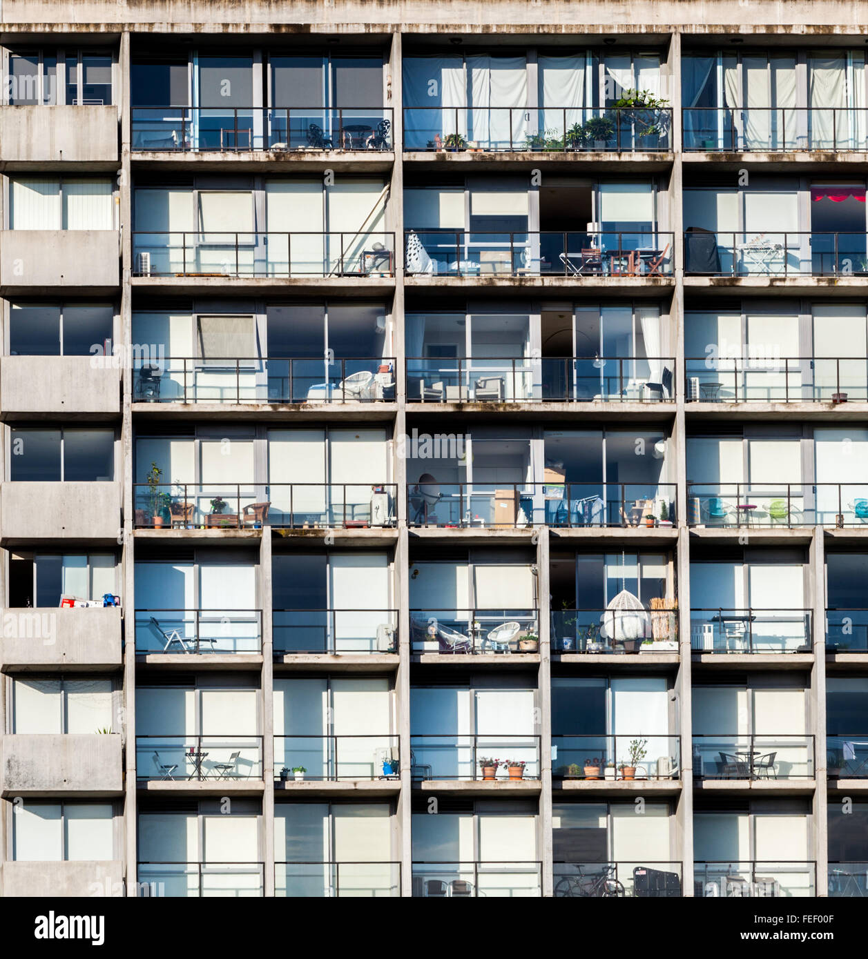 Residential building facade - closeup of many windows - how people live ...