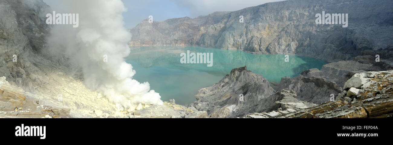 The crater of the volcano Ijen on the island of Java Stock Photo - Alamy
